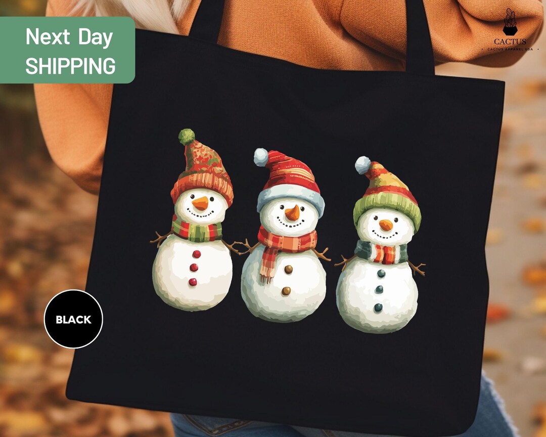 Christmas Snowman Canvas Tote Bag, Womens Tote Bag, Christmas Tote Bag ...