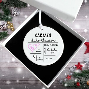 Personalized Birth Announcement Ornament, Custom Baby Birth Stats ...