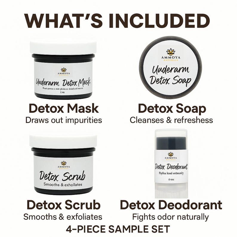 Underarm Detox 4-piece Sample Kit: Natural Deodorant, Mask, Scrub ...