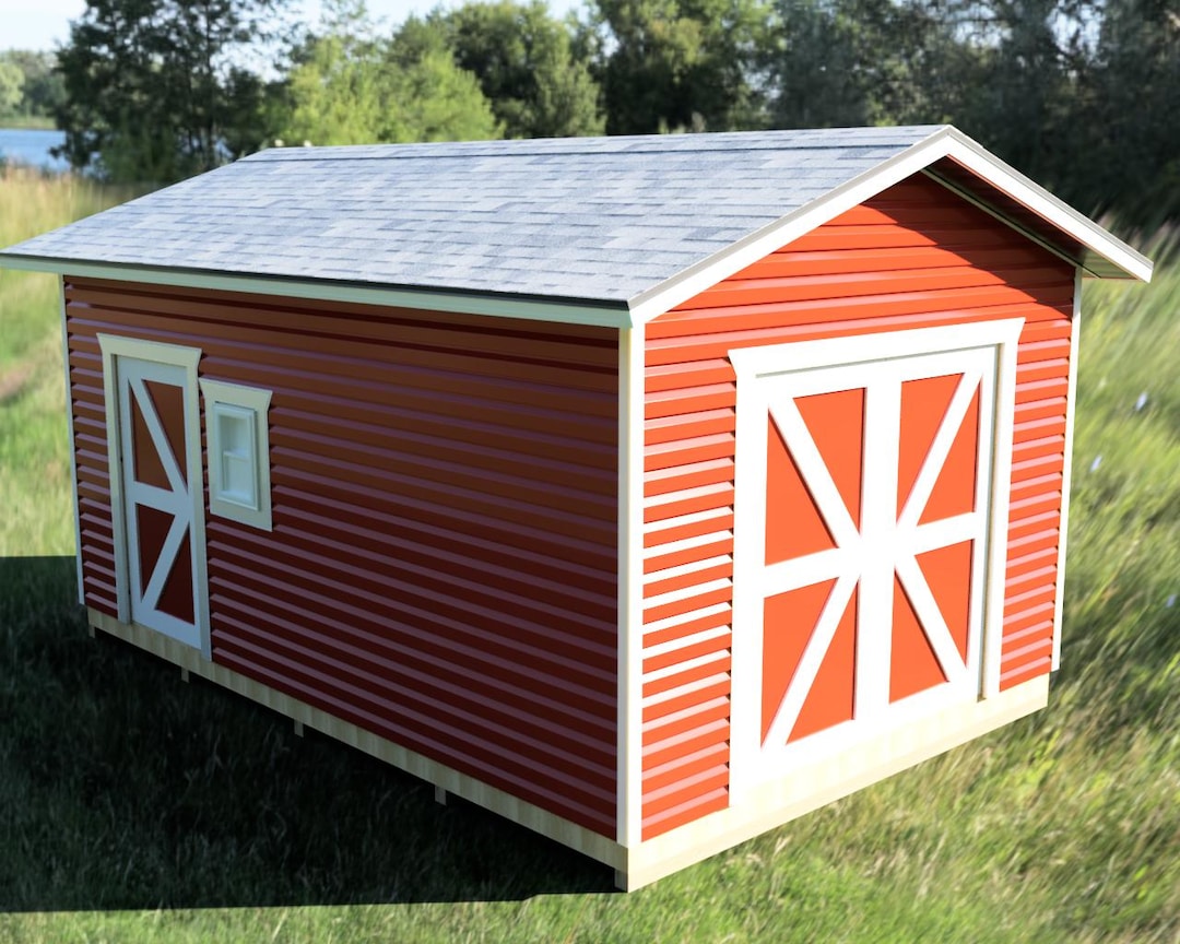 Lawn Storage Shed With Double Front Door and Side Door. 12'x24' - Etsy