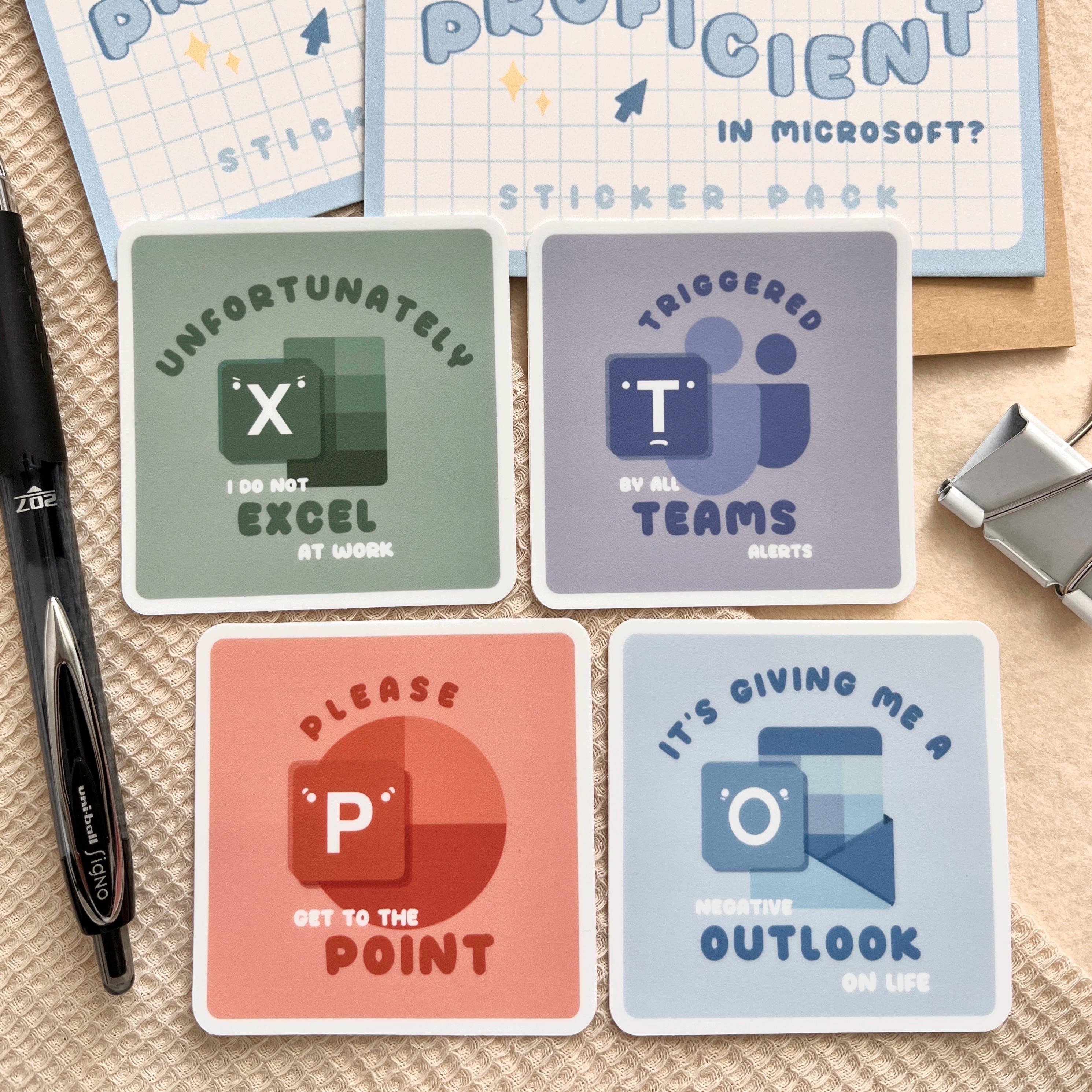 Proficient in Microsoft Sticker Set - Outlook, Teams, Excel, Powerpoint ...