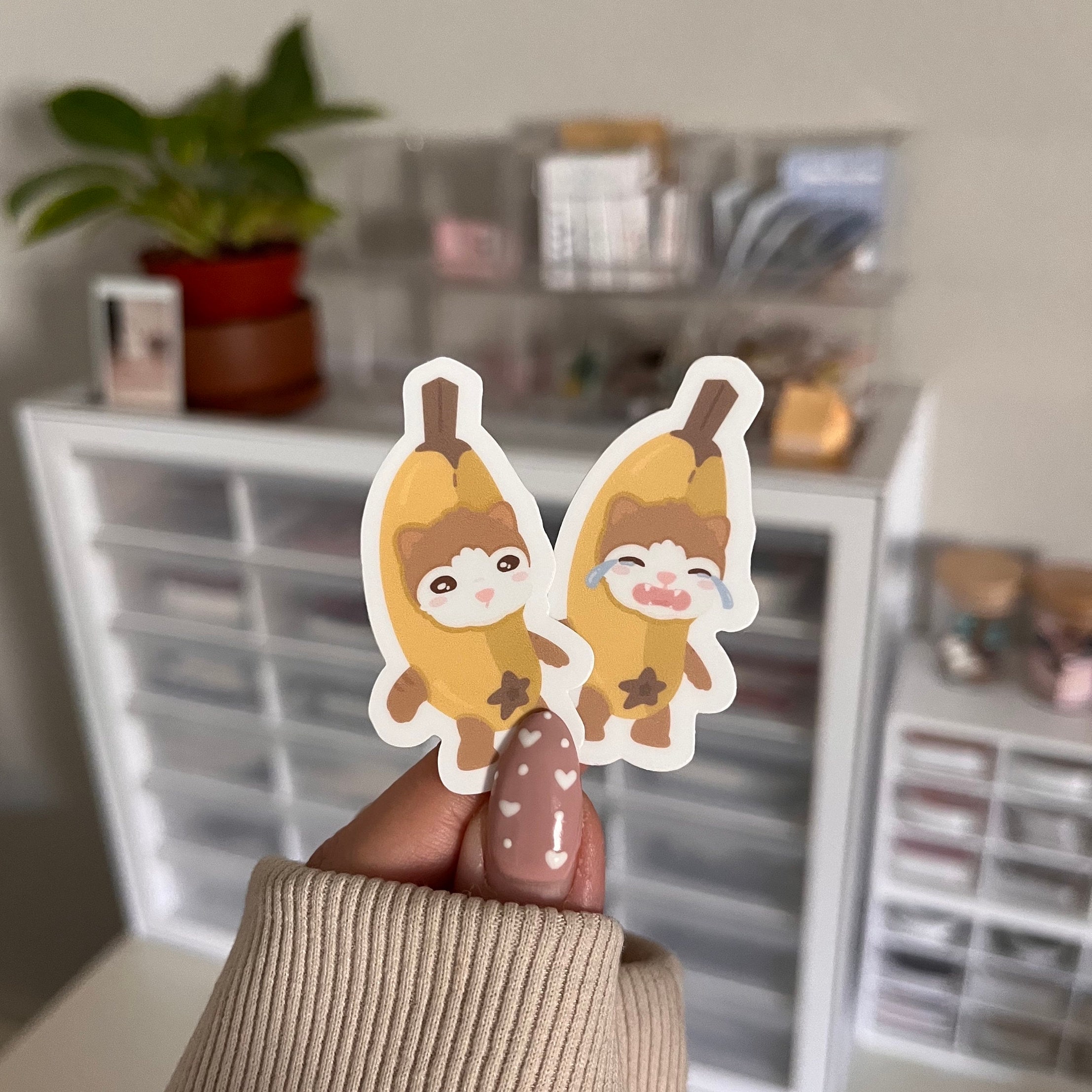 Banana Cat Set Crying Banana Cat Meme Vinyl Sticker - Etsy