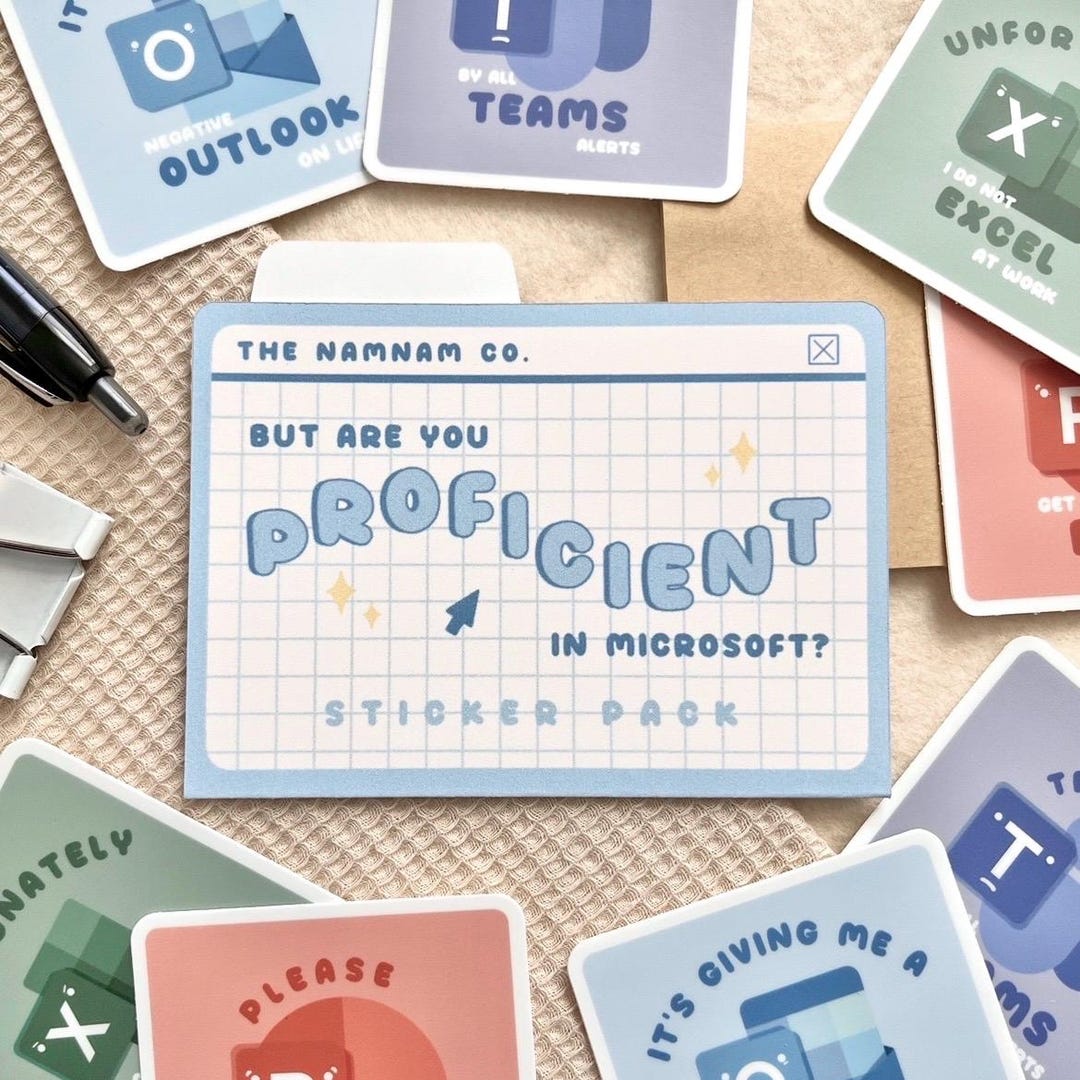 Proficient in Microsoft Sticker Set - Outlook, Teams, Excel, Powerpoint ...