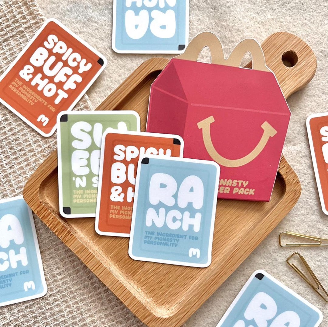 Mcdonald’s Sticker Set - Sweet and Sour, Ranch, and Buffalo Hot Sauce ...