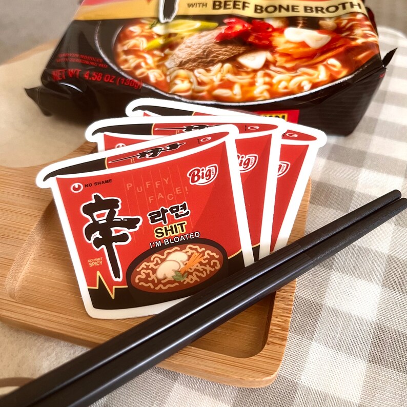 Korean Shin Ramen Bloated Ramen Vinyl Waterproof Sticker - Etsy