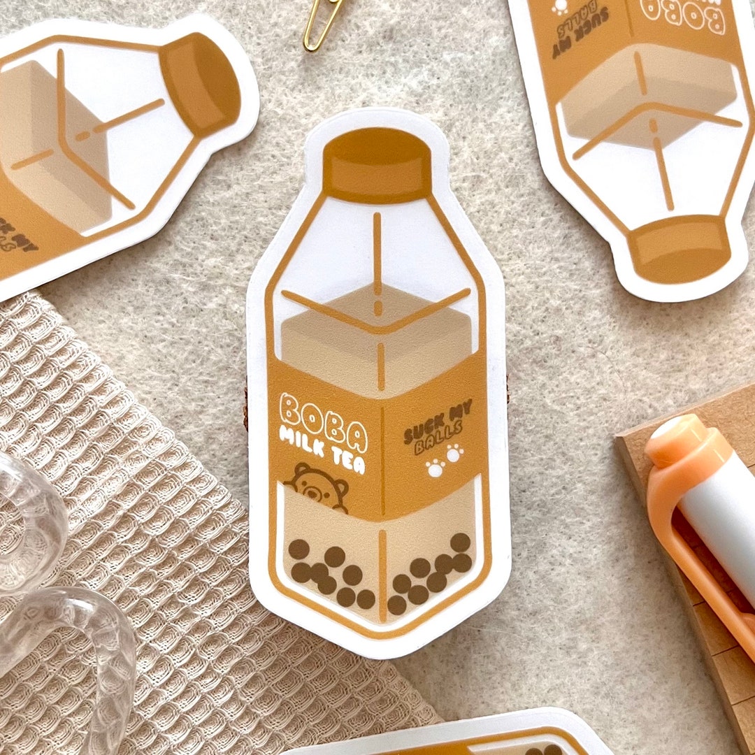 Boba Milk Tea Bottle Vinyl Sticker - Hydroflask Sticker, Tablet Sticker ...