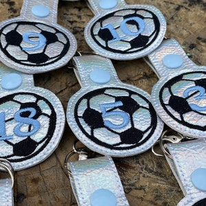 Personalized Embroidered Soccer Keychain: Holographic Faux Leather - Etsy