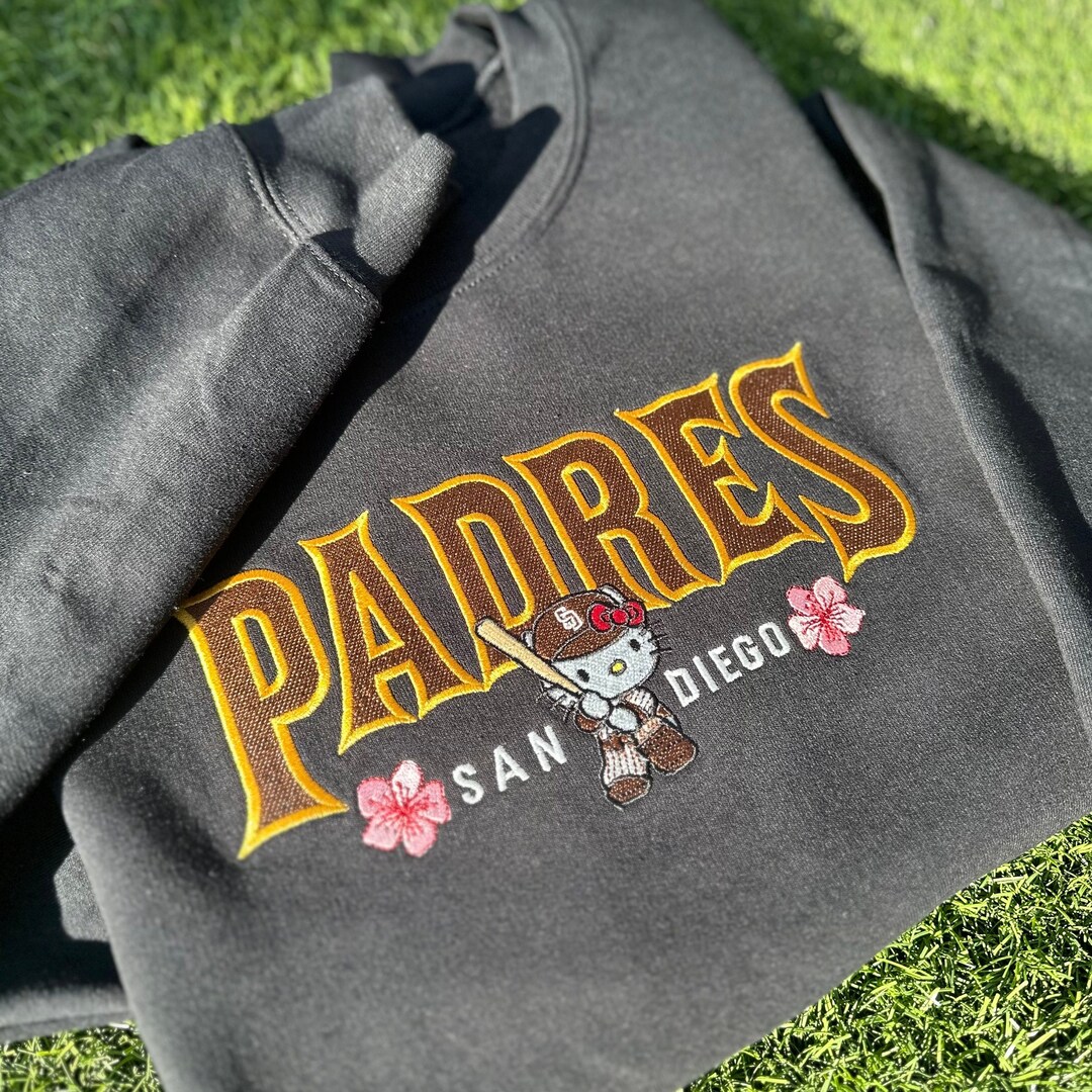 Embroidered Padres Crewneck: Hello Kitty San Diego Baseball Design - Etsy