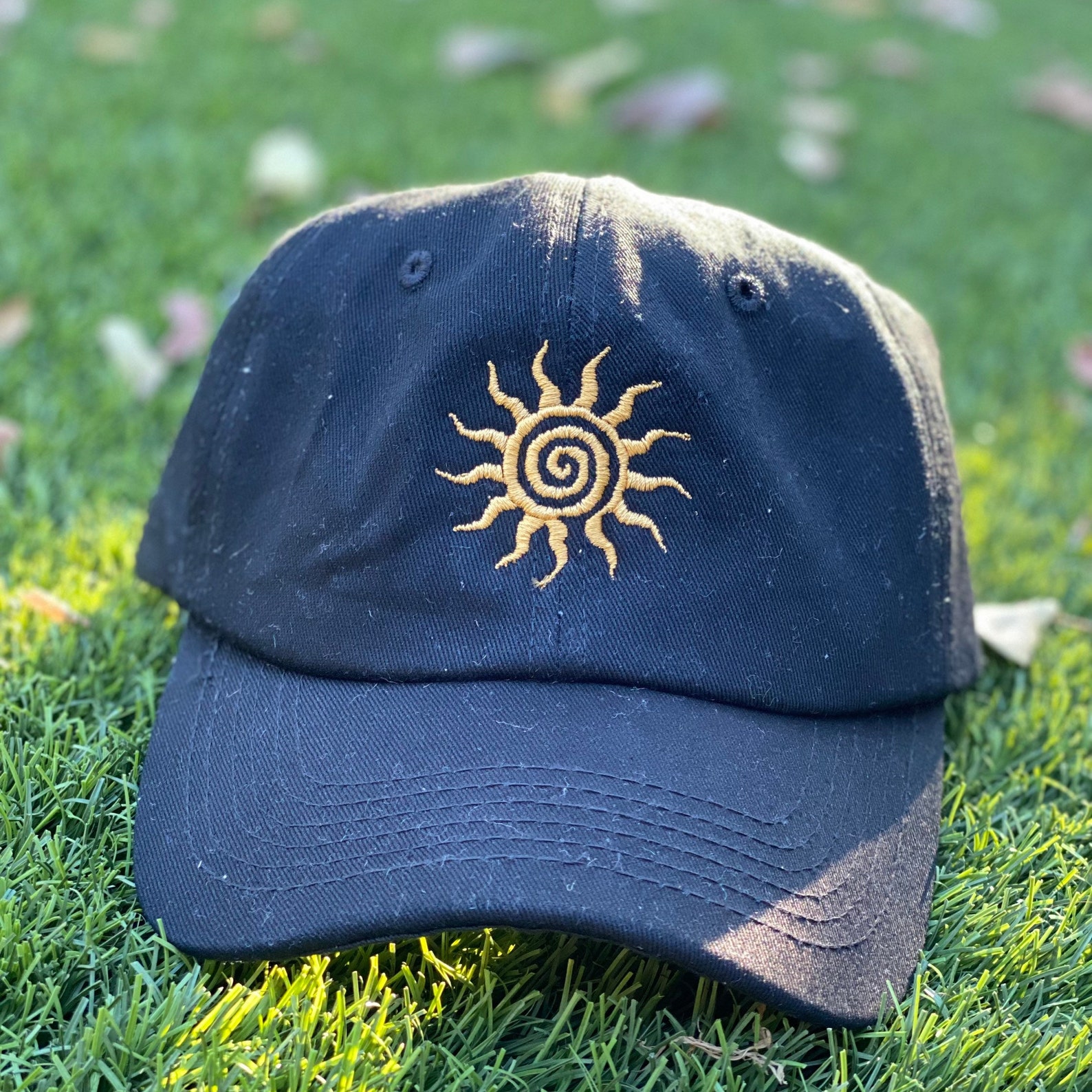Embroidered Spiral Sun Dad Hat: Washed Cotton Baseball Cap - Etsy