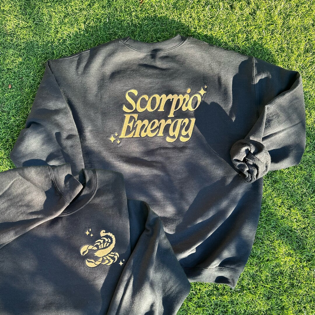Scorpio Energy Embroidered Crewneck: Personalized Zodiac Sweater - Etsy