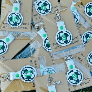 Personalized Embroidered Soccer Keychain: Holographic Faux Leather - Etsy