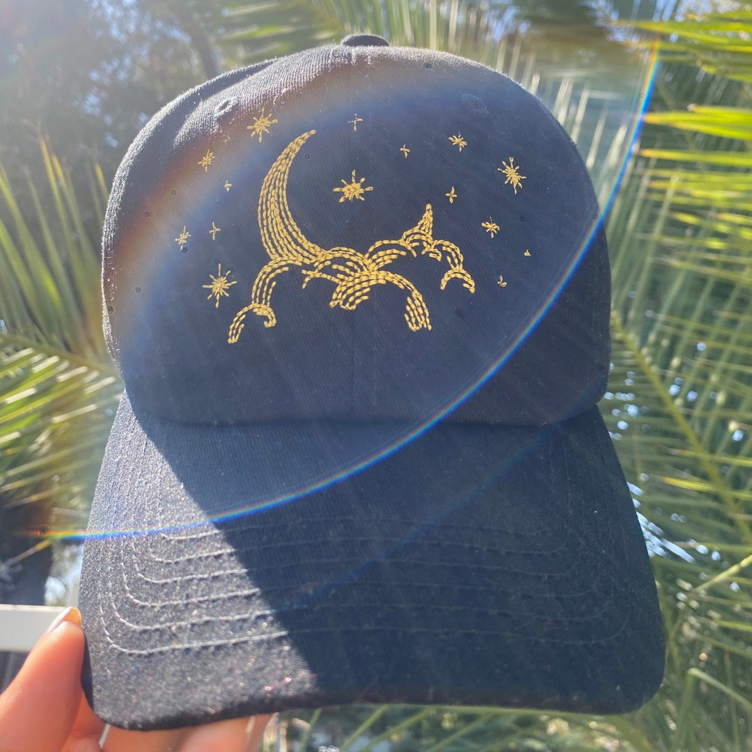 Starry Night Sky Embroidery Dad Hat Various Colors | Star Designs ...