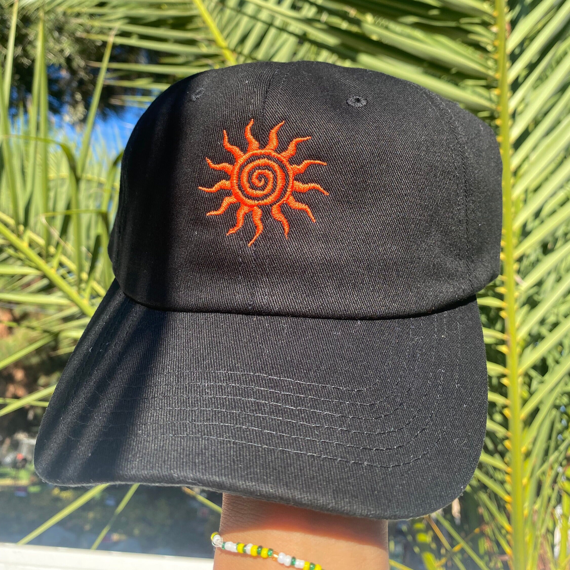Embroidered Spiral Sun Dad Hat: Washed Cotton Baseball Cap - Etsy