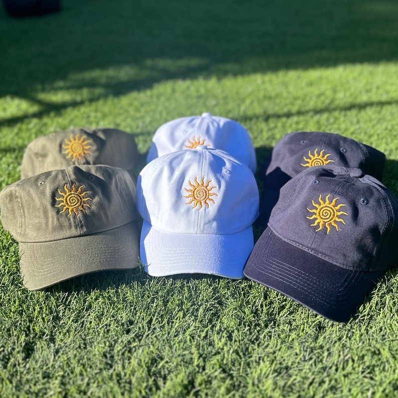 Embroidered Spiral Sun Dad Hat: Washed Cotton Baseball Cap - Etsy