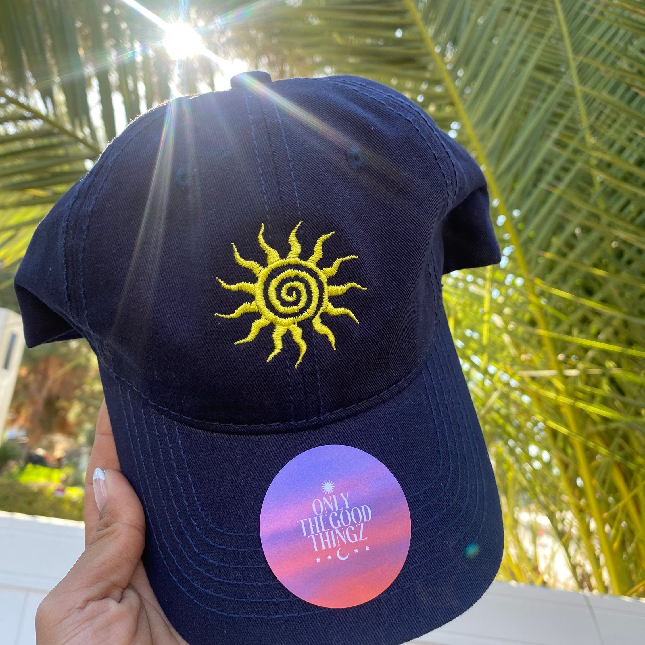 Embroidered Spiral Sun Dad Hat: Washed Cotton Baseball Cap - Etsy