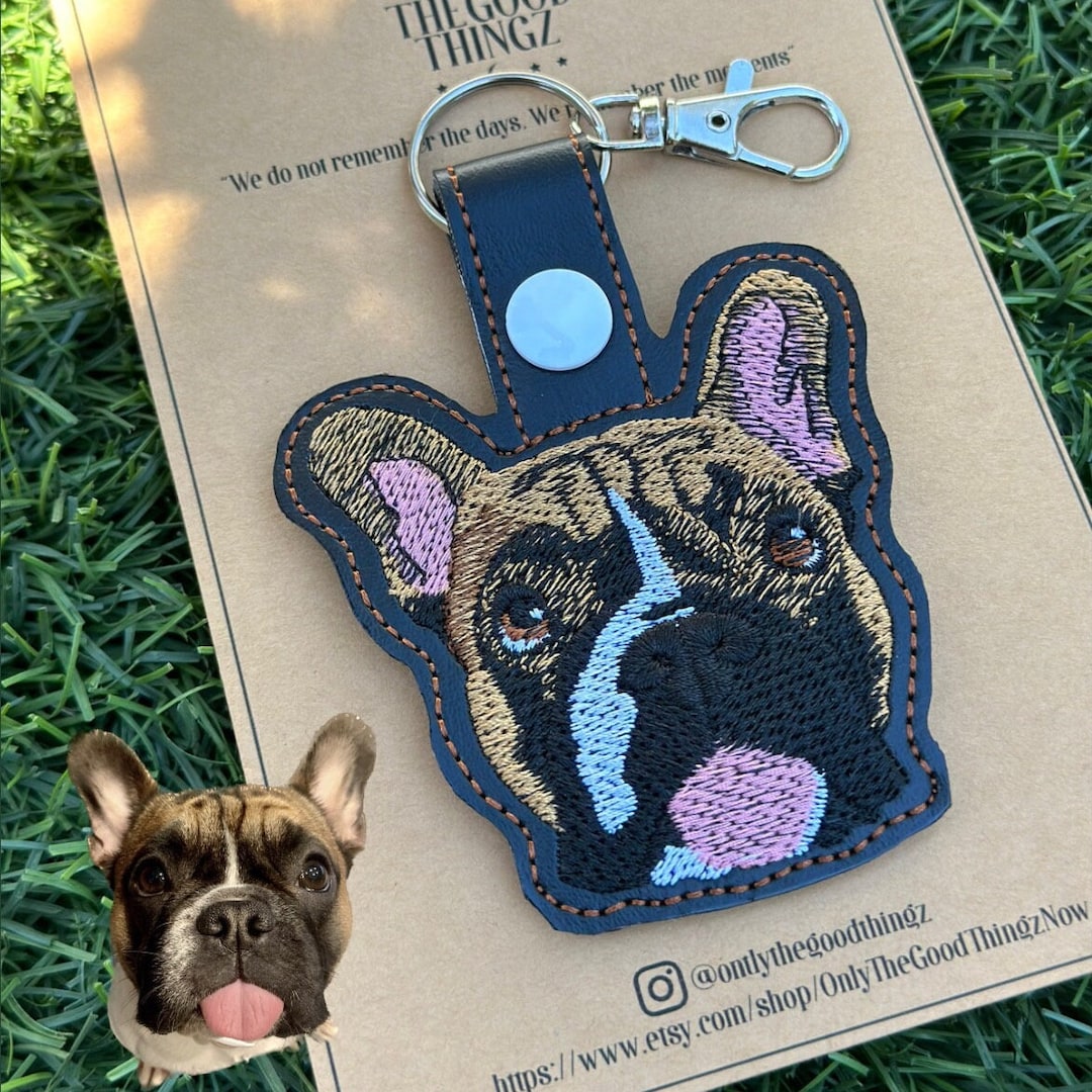 Custom Pet Embroidery Keychain | Pet Personalized Embroidered Keychain ...