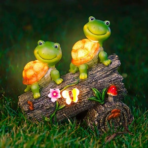 Solar Powered Garden Turtle Figurines Outdoor Decorations - Etsy