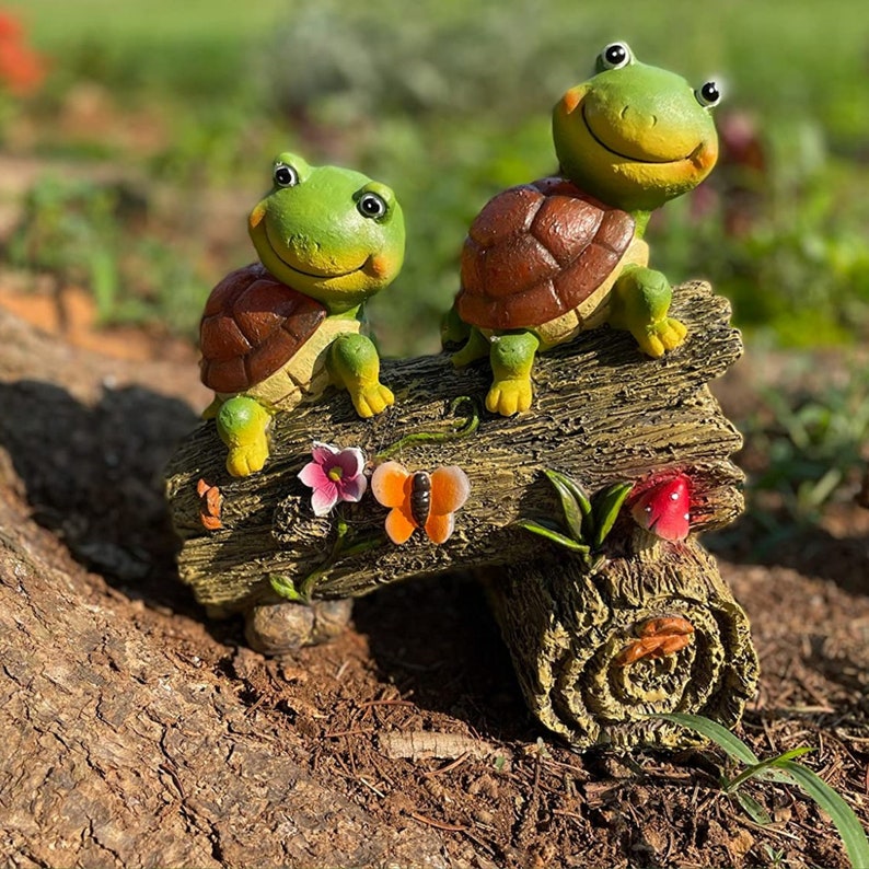 Solar Powered Garden Turtle Figurines Outdoor Decorations - Etsy