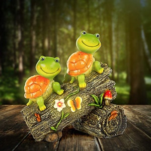 Solar Powered Garden Turtle Figurines Outdoor Decorations - Etsy