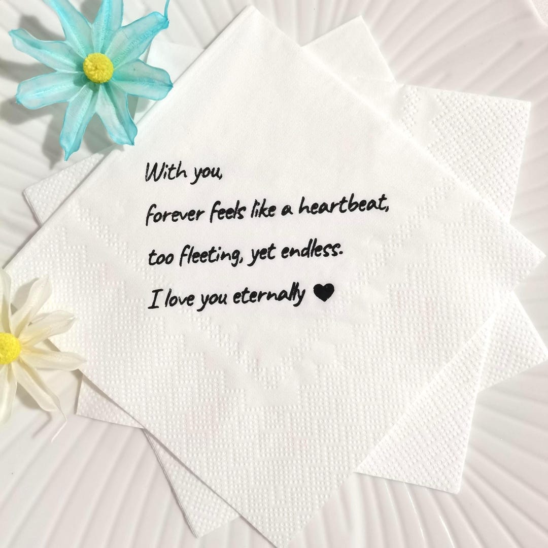 Custom Gold Foil Napkins, Handwriting Love Note Napkins, Personalized ...