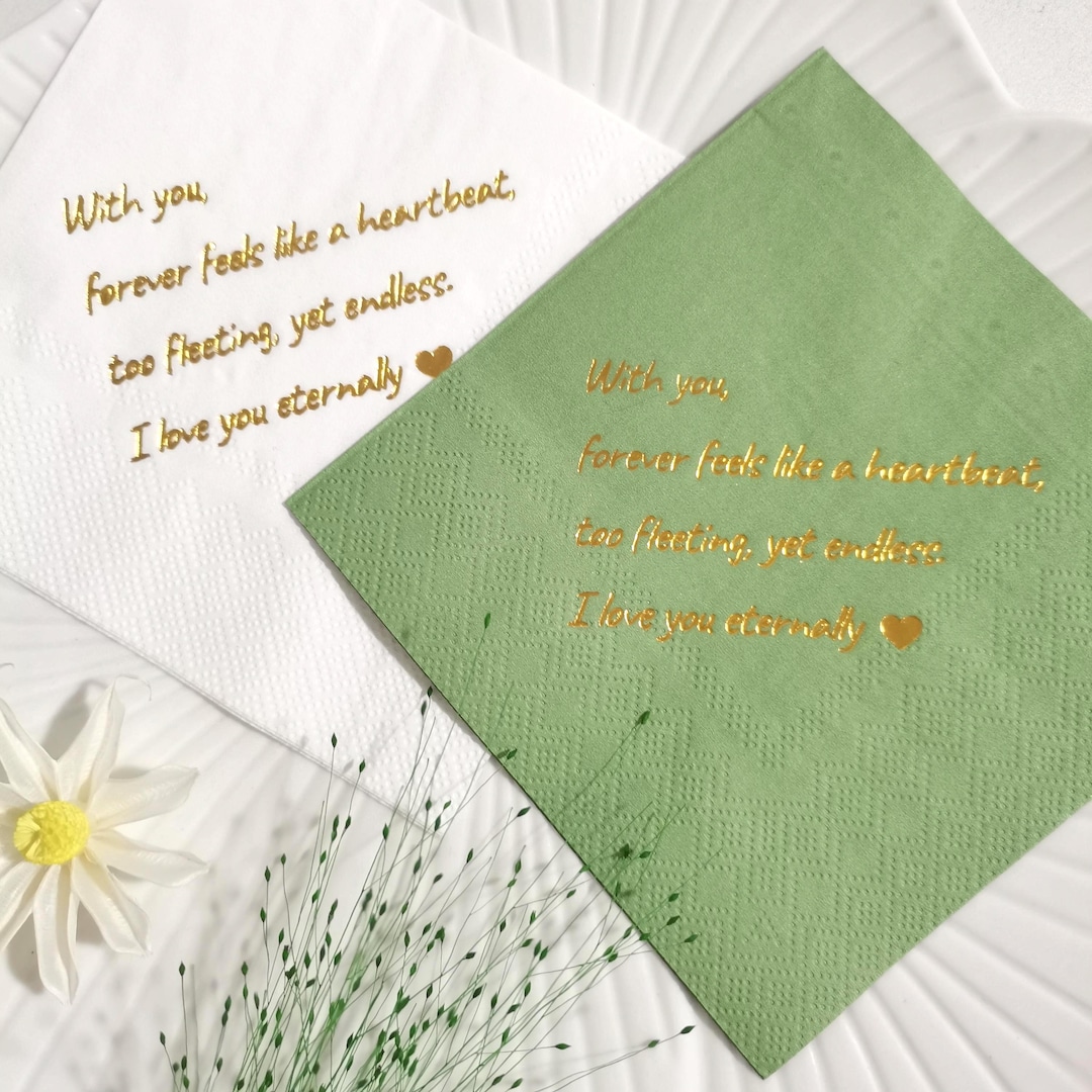 Personalized Wedding Napkins, Handwriting Love Note Napkins, Custom ...