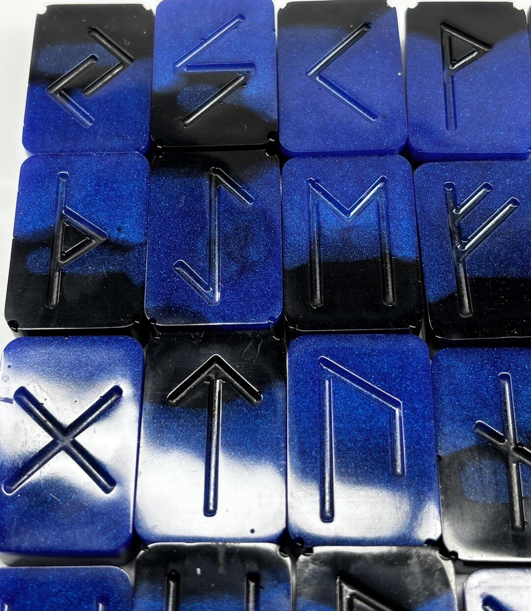 Gothic Rune Tile Set | Blue Black Swirl Elder Futhark Divination Tools ...