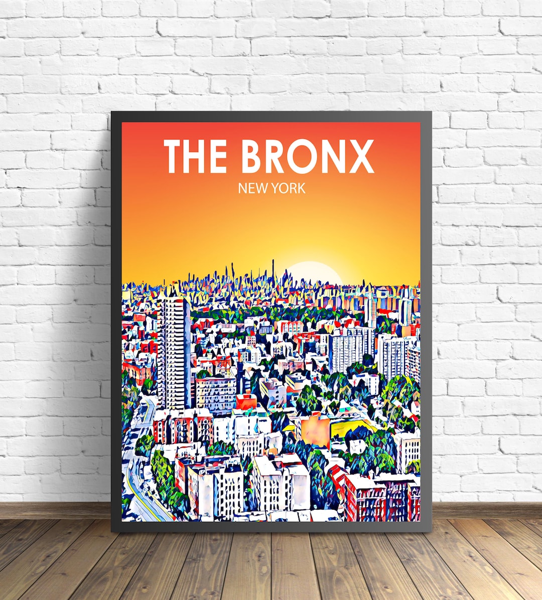 The Bronx New York Art Poster Sunset Landscape Poster Print, the Bronx ...