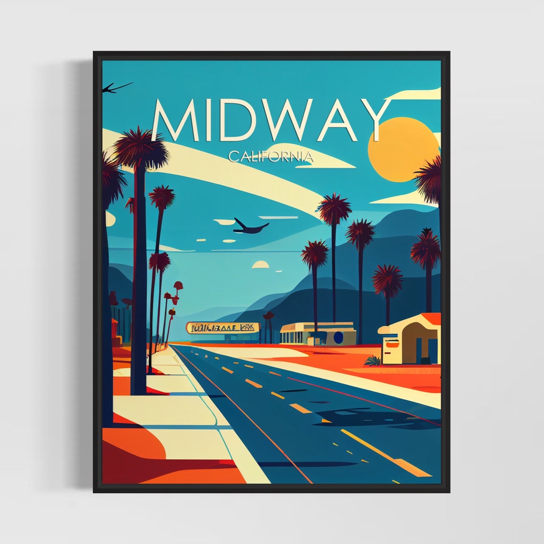 Midway California Retro Art Print, Midway Ca Art Illustration, Midway ...