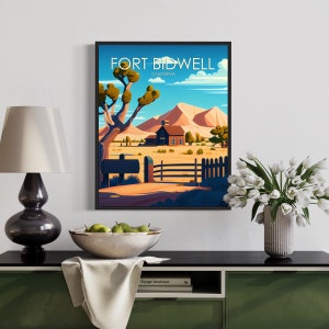 Fort Bidwell California Retro Art Print, Fort Bidwell Art Illustration ...