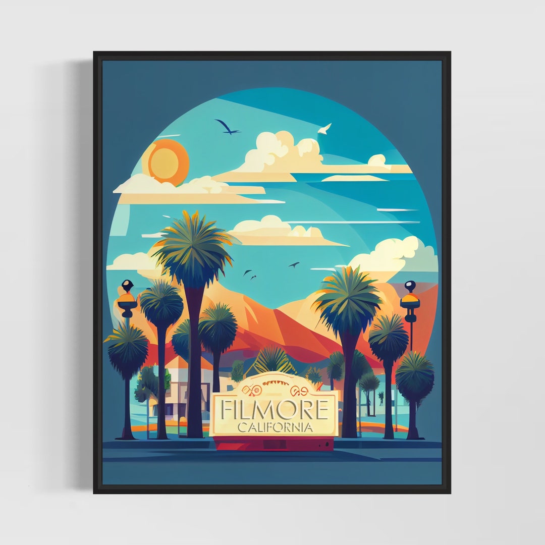 Fillmore California Retro Art Print, Fillmore Art Illustration ...