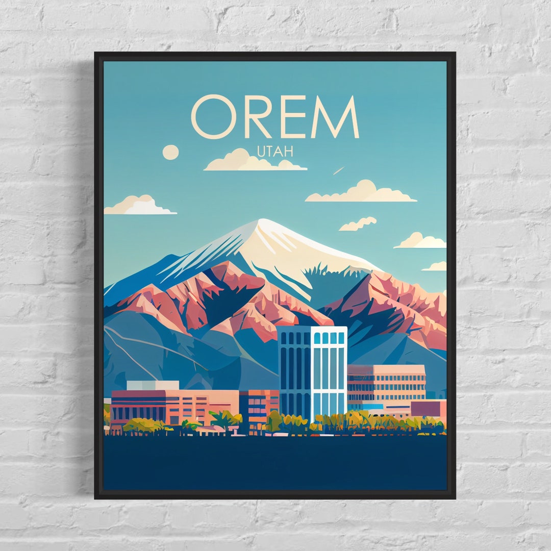 Orem Utah Retro Art Print, Orem Wall Art Illustration, Orem Vintage ...