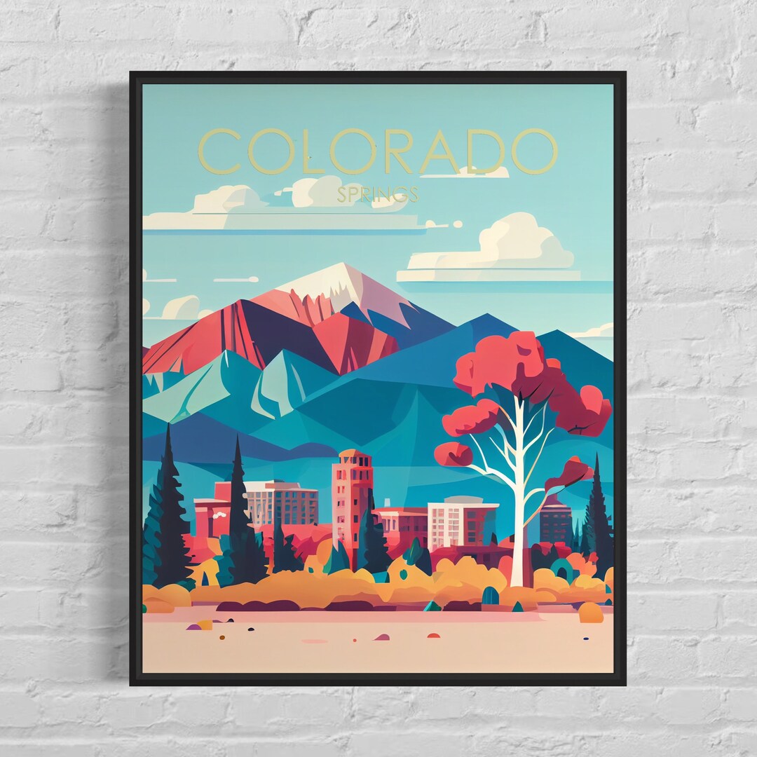 Colorado Springs Retro Art Print, Colorado Springs Wall Art ...