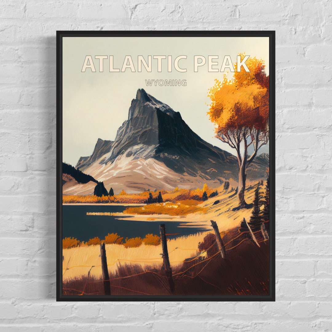 Atlantic Peak Wyoming Retro Art Print, Atlantic Peak Wall Art Painting ...