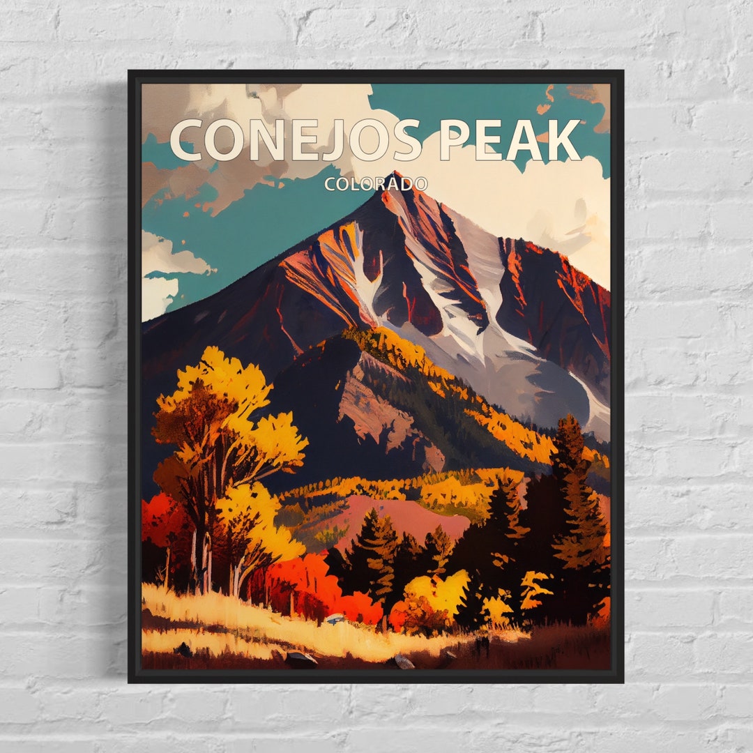 Conejos Peak Colorado Retro Art Print, Conejos Peak Wall Art Painting ...