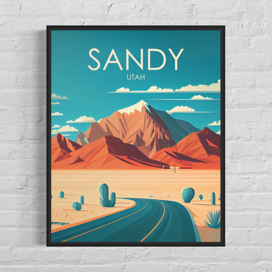 Sandy Utah Retro Art Print, Sandy Wall Art Illustration, Sandy Vintage ...