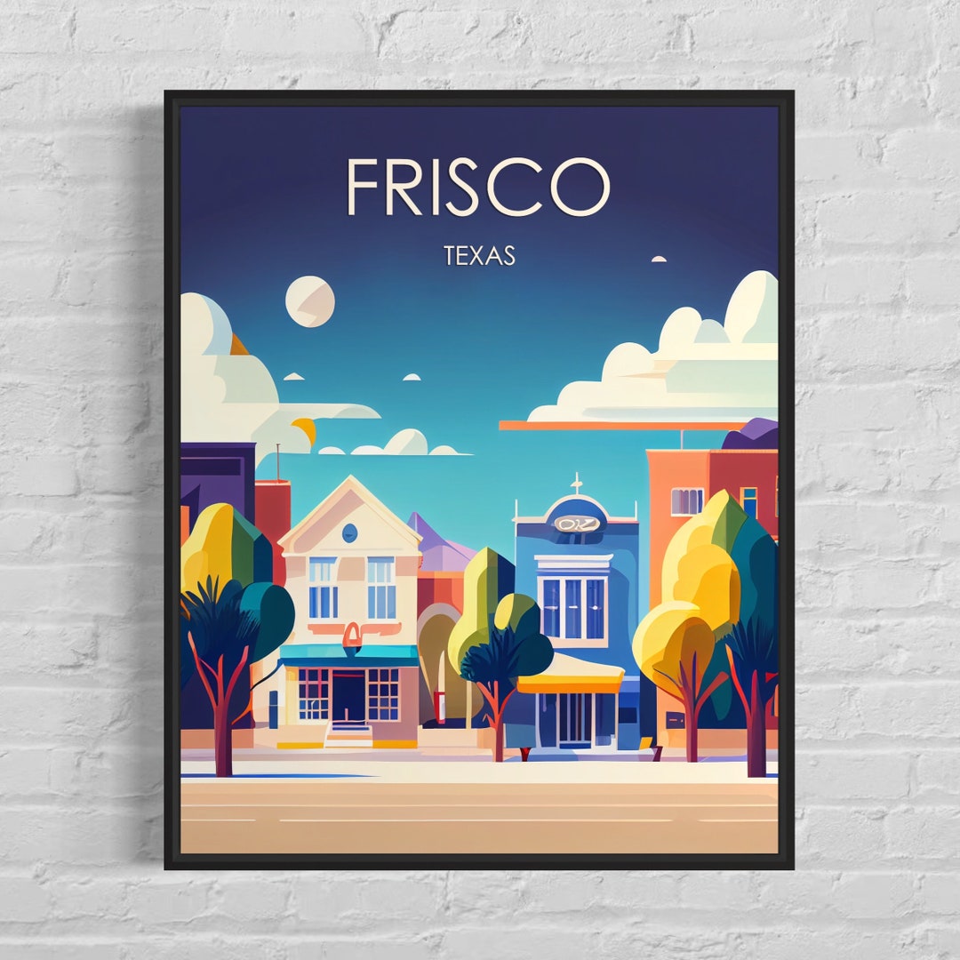 Frisco Texas Retro Art Print, Frisco Wall Art Illustration, Frisco ...