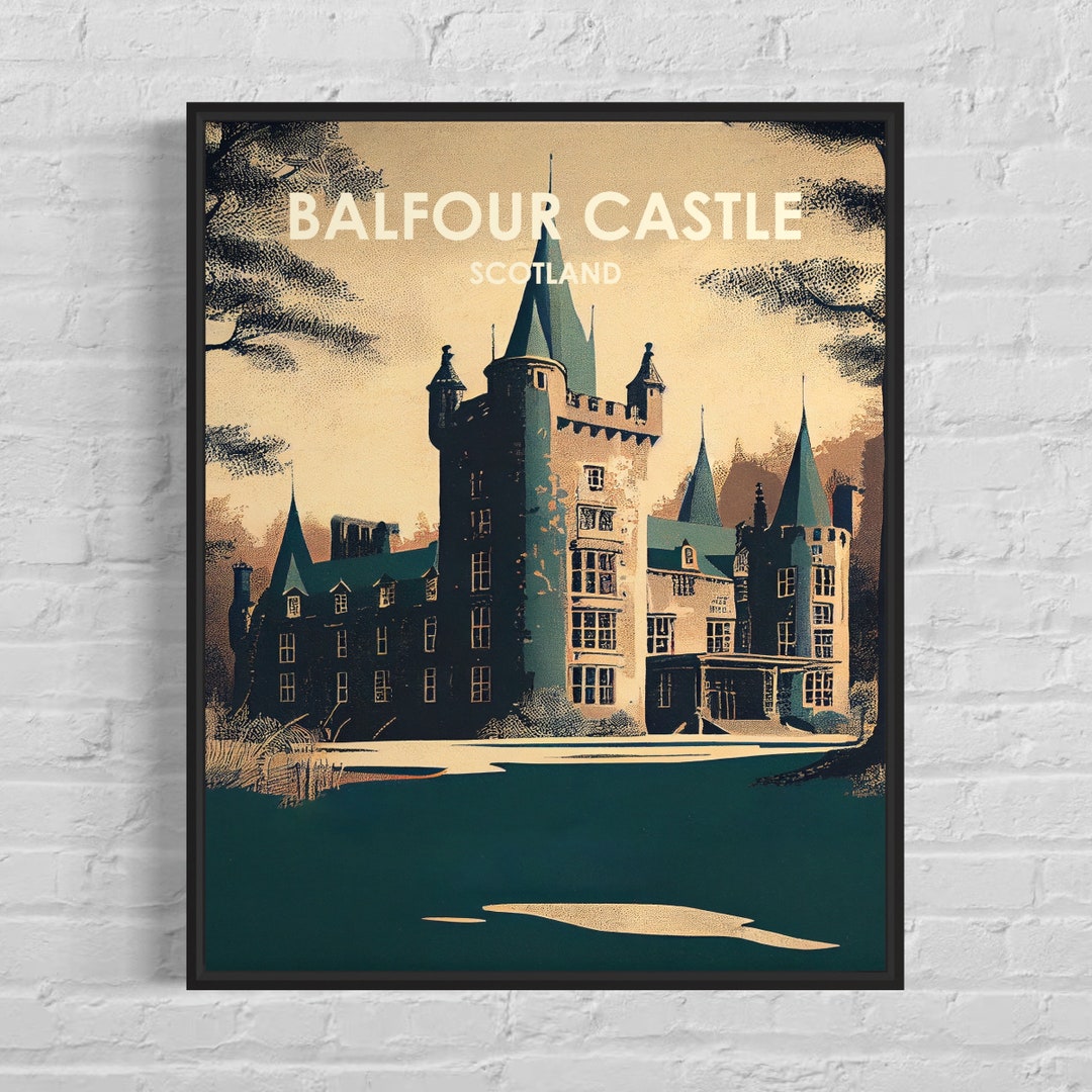 Balfour Castle Scotland Retro Art Print, Balfour Castle Scotland Wall ...