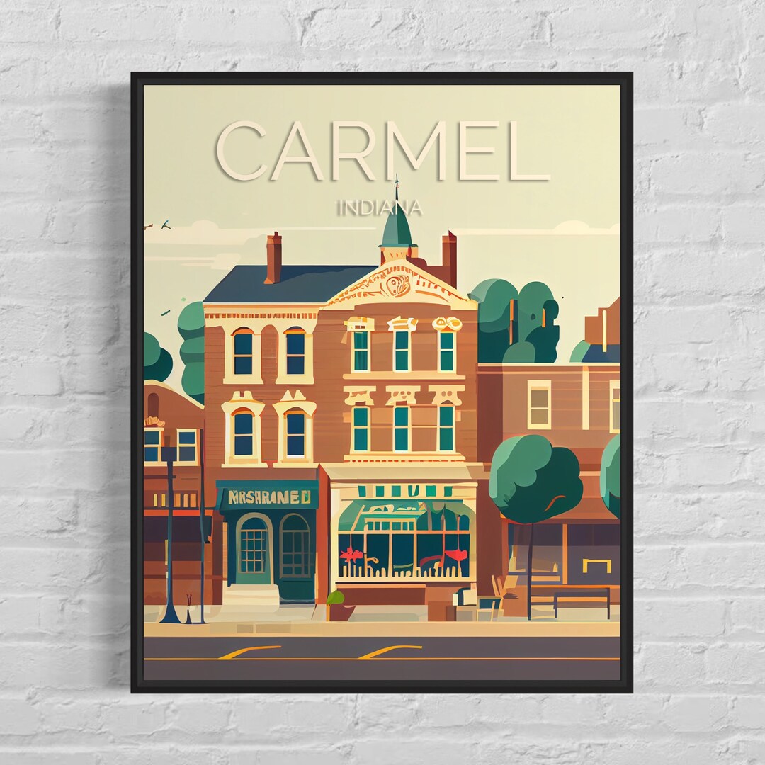 Carmel Indiana Retro Art Print, Carmel Wall Art Illustration, Carmel ...
