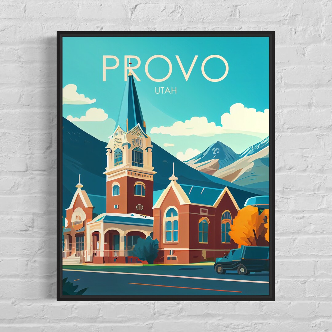 Provo Utah Retro Art Print, Provo Wall Art Illustration, Provo Vintage ...