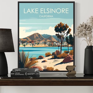 Lake Elsinore California Retro Art Print, Lake Elsinore Art ...