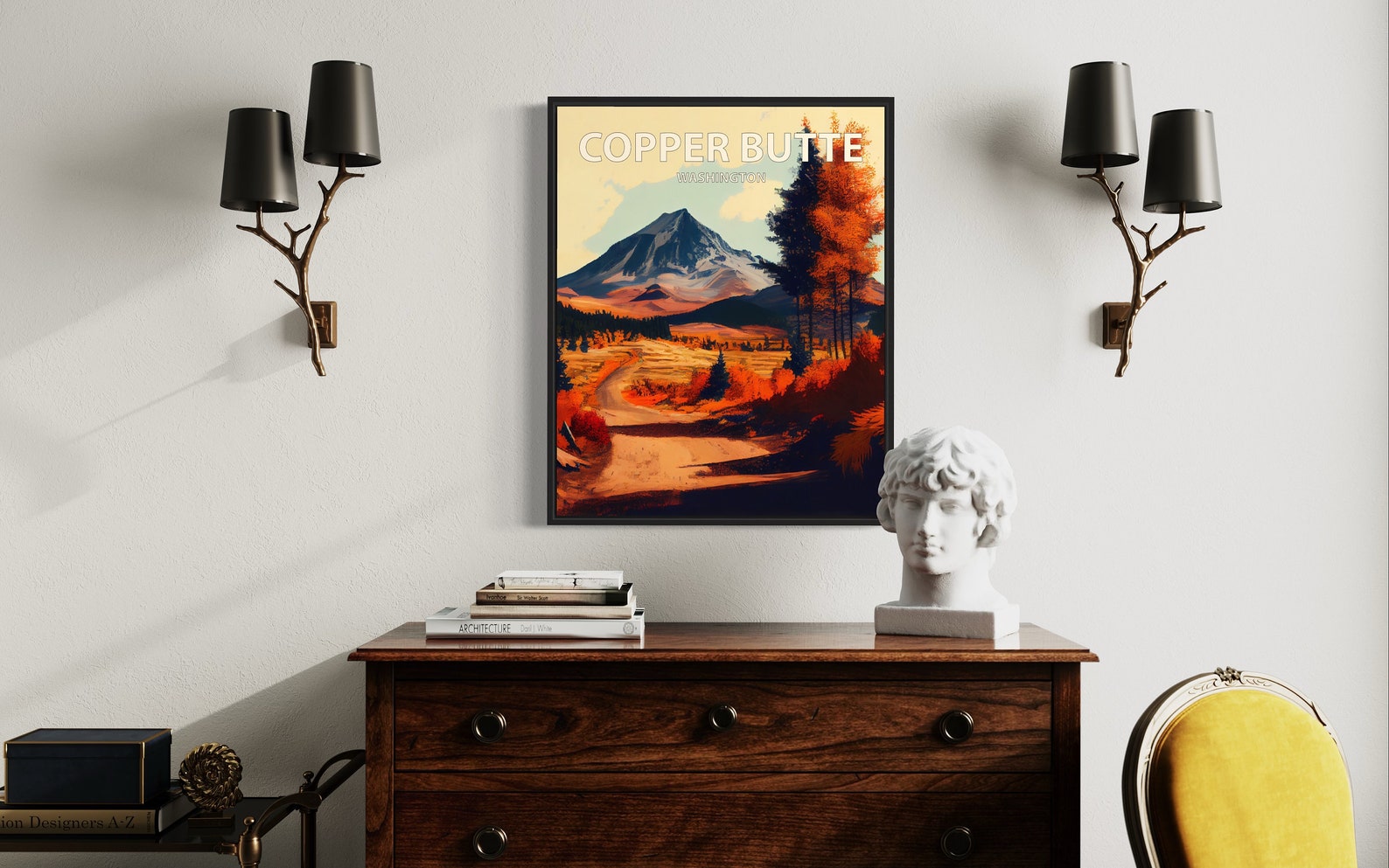 Copper Butte Washington Retro Art Print, Copper Butte Wall Art Painting ...