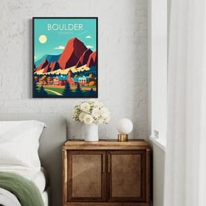 Boulder Colorado Retro Art Print, Boulder Wall Art Illustration ...