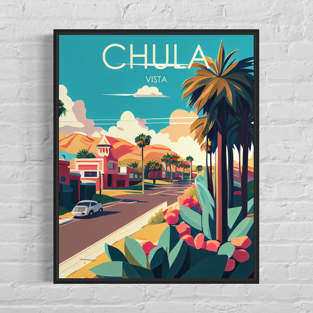 Chula Vista Retro Art Print, Chula Vista Wall Art Illustration, Chula ...