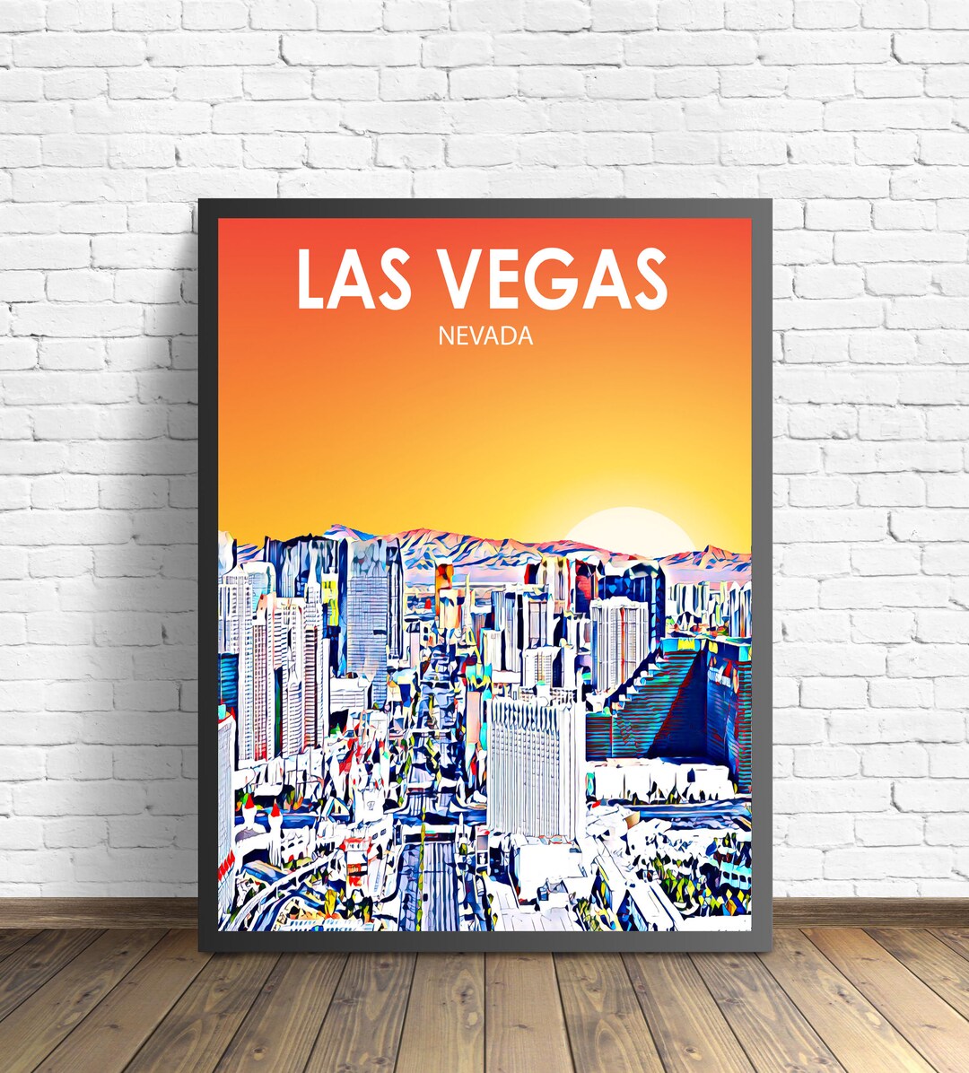 Las Vegas Nevada Art Poster Sunset Landscape Poster Print, Las Vegas ...