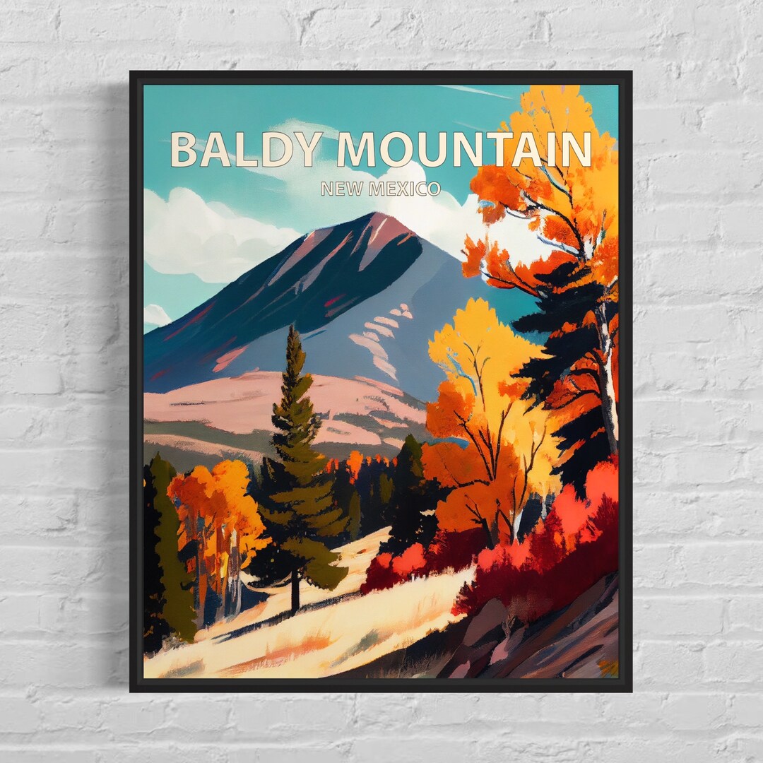 Baldy Mountain New Mexico Retro Art Print, Baldy Mountain Wall Art ...