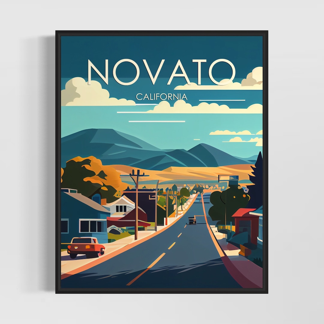 Novato California Retro Art Print, Novato Art Illustration, Novato ...