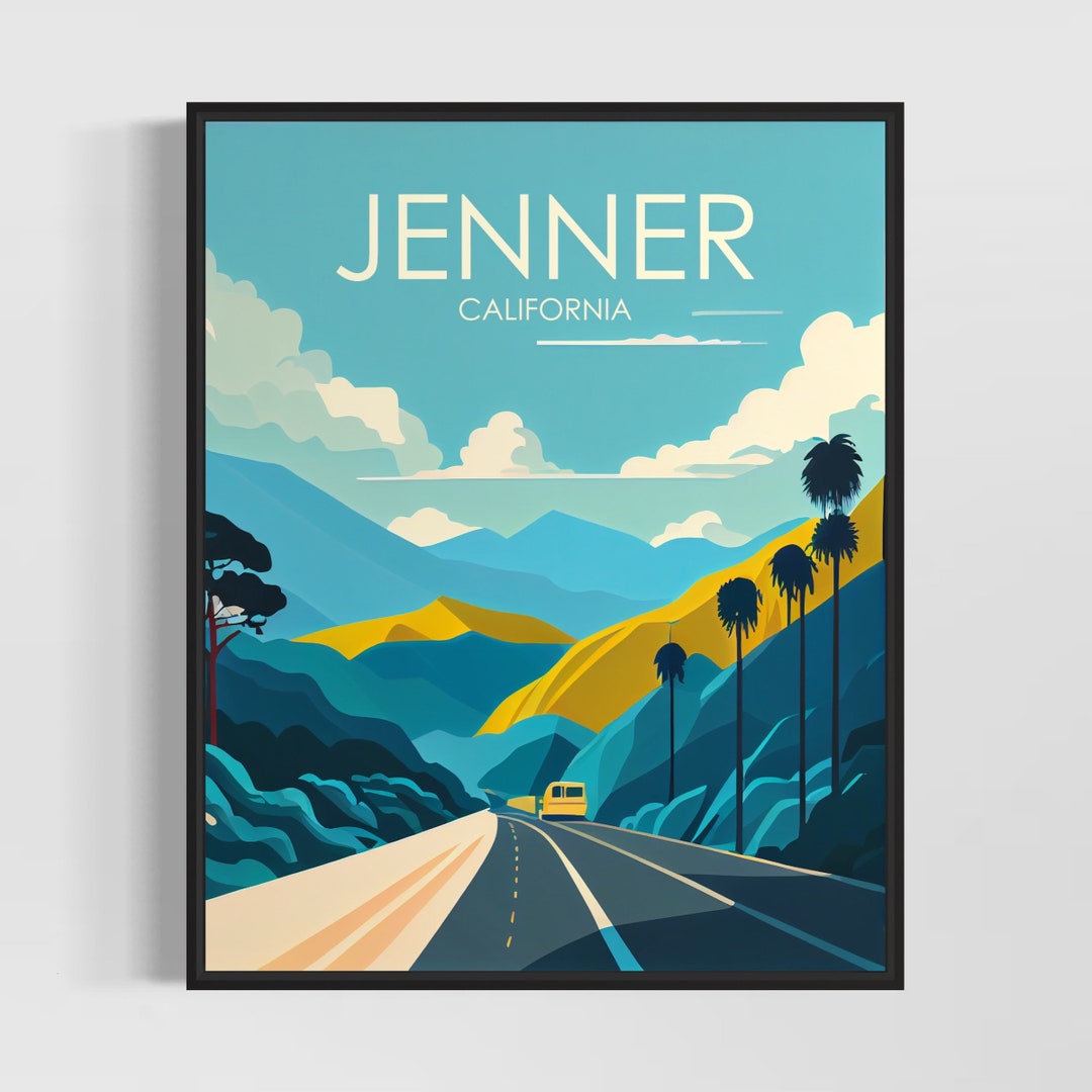 Jenner California Retro Art Print, Jenner Art Illustration, Jenner ...