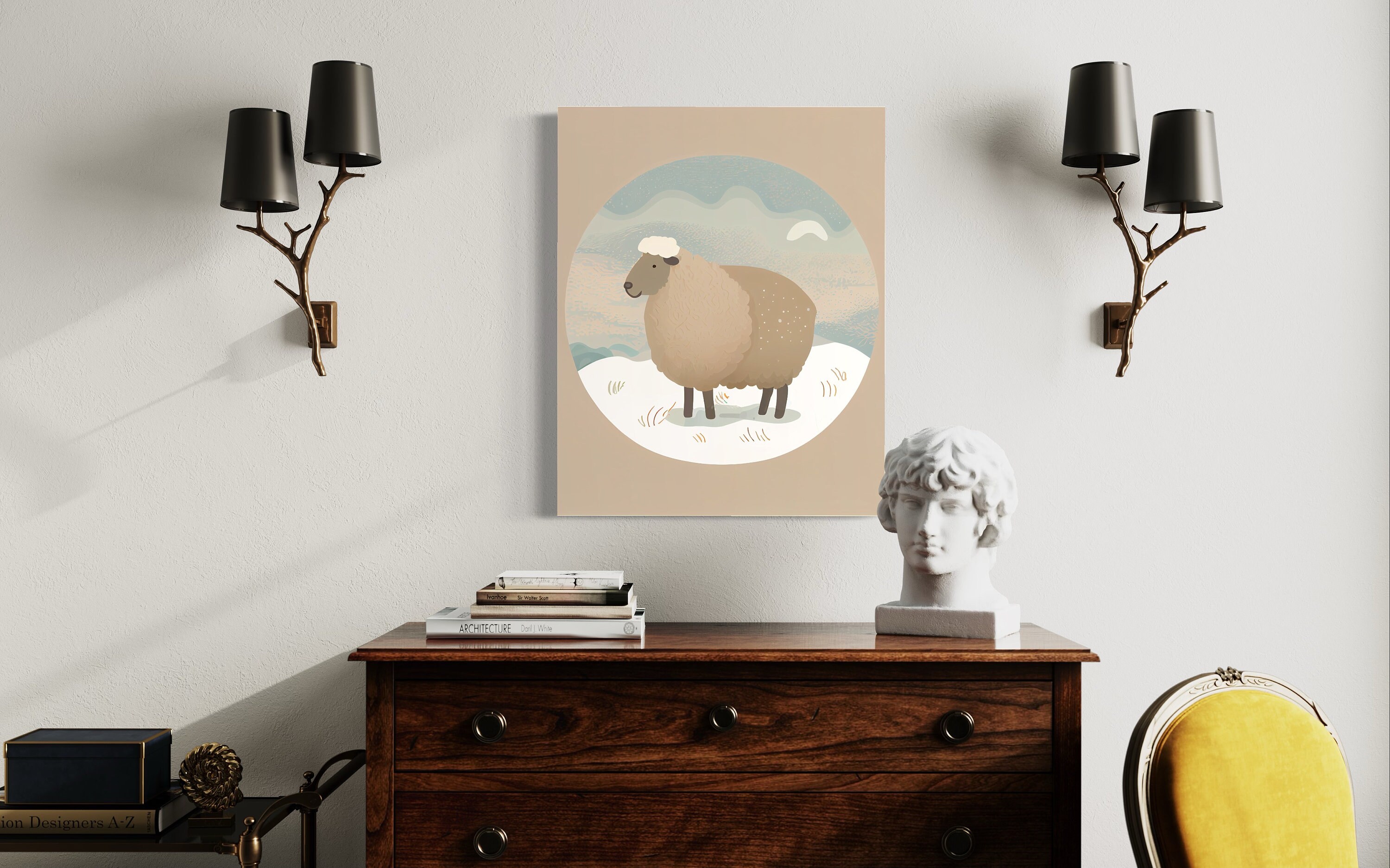 Sheep Retro Art Print Sheep Illustration Sheep Vintage - Etsy
