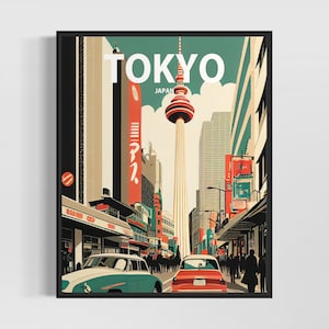 Tokyo Japan Retro Art Print, Tokyo Wall Art Illustration, Tokyo Vintage ...