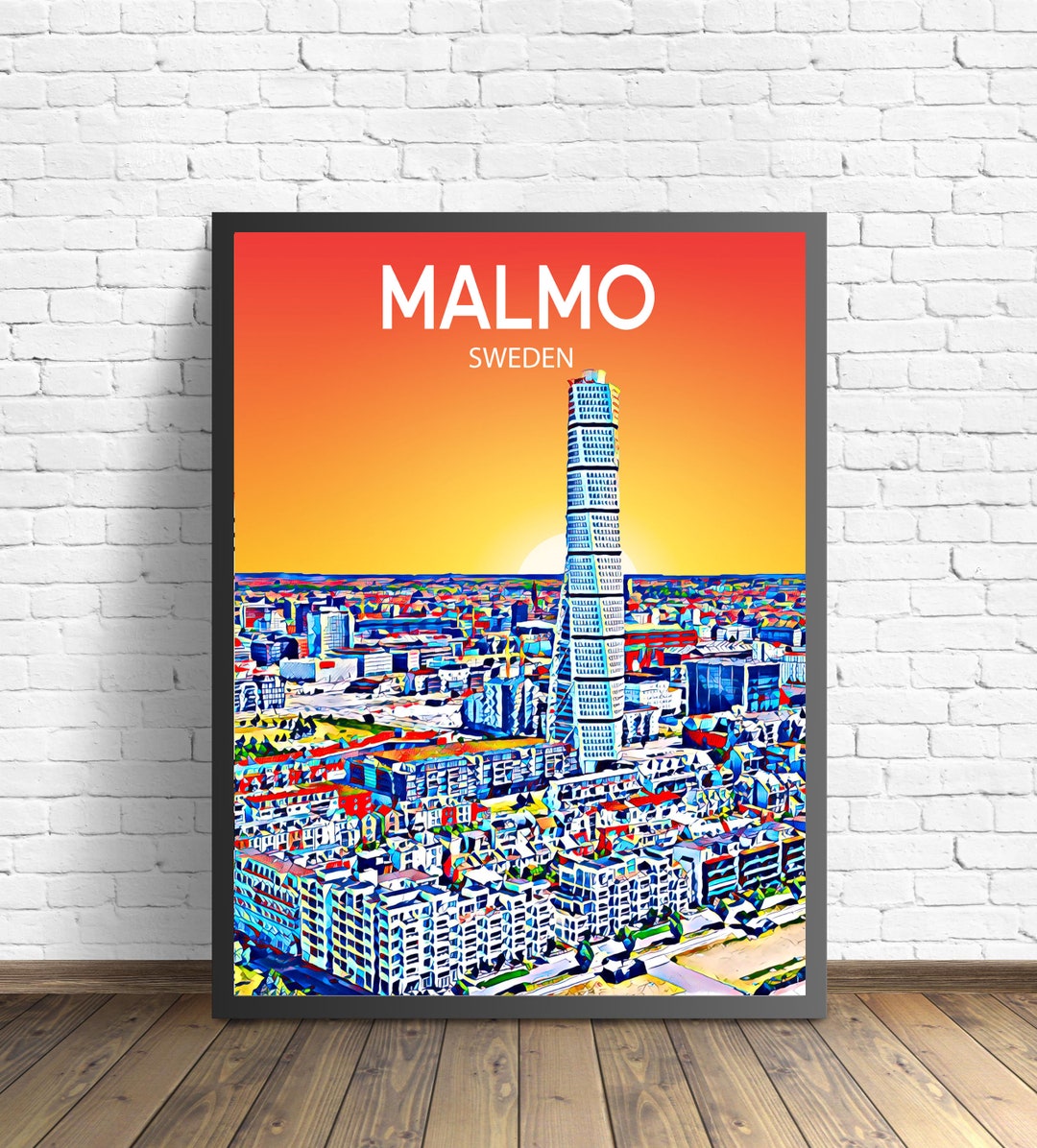 Malmo Sweden Art Poster Sunset / Night Poster Art Print, Malmo City ...
